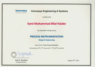 S. M. Bilal Haider - Training Certificates | PDF