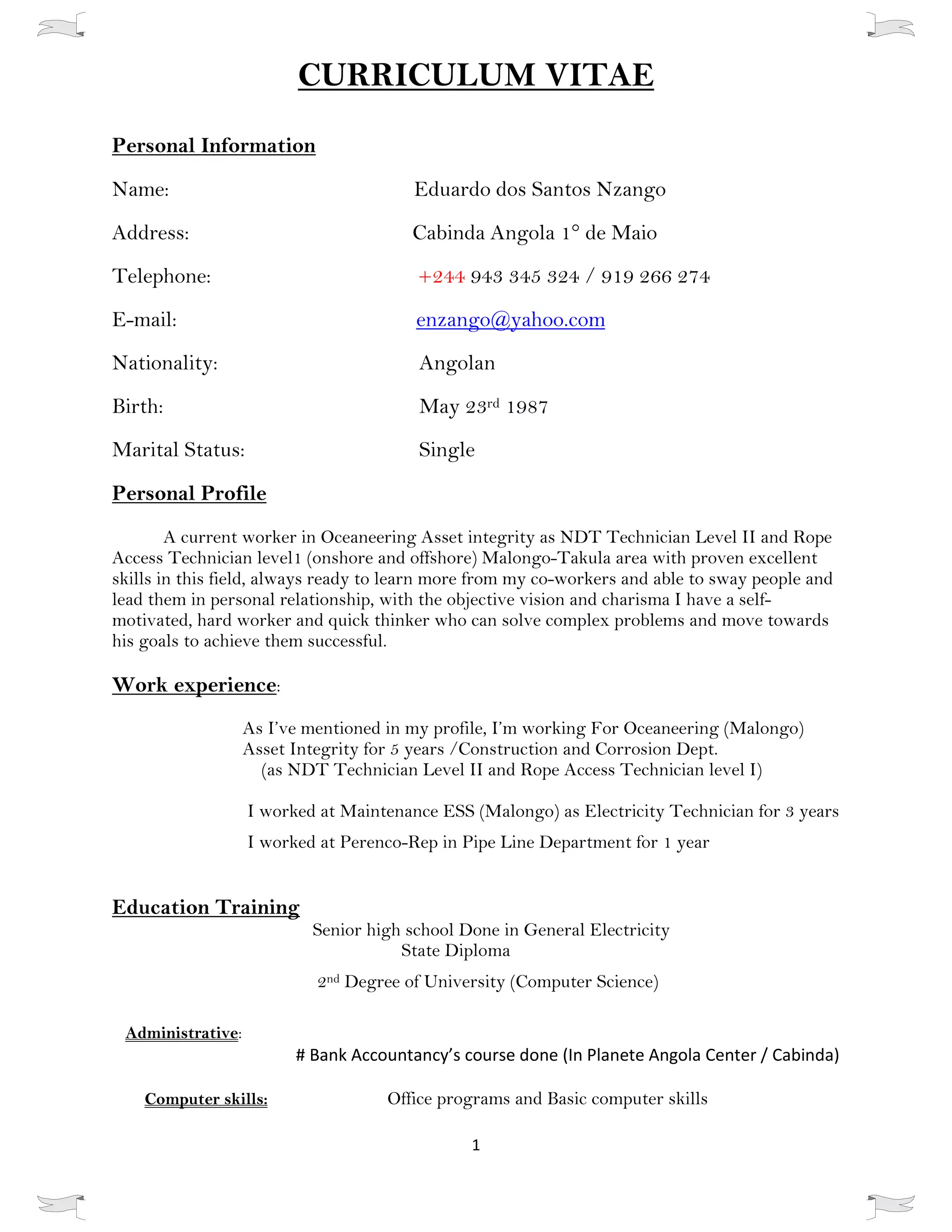1 CURRICULUM VITAE | PDF | Careers