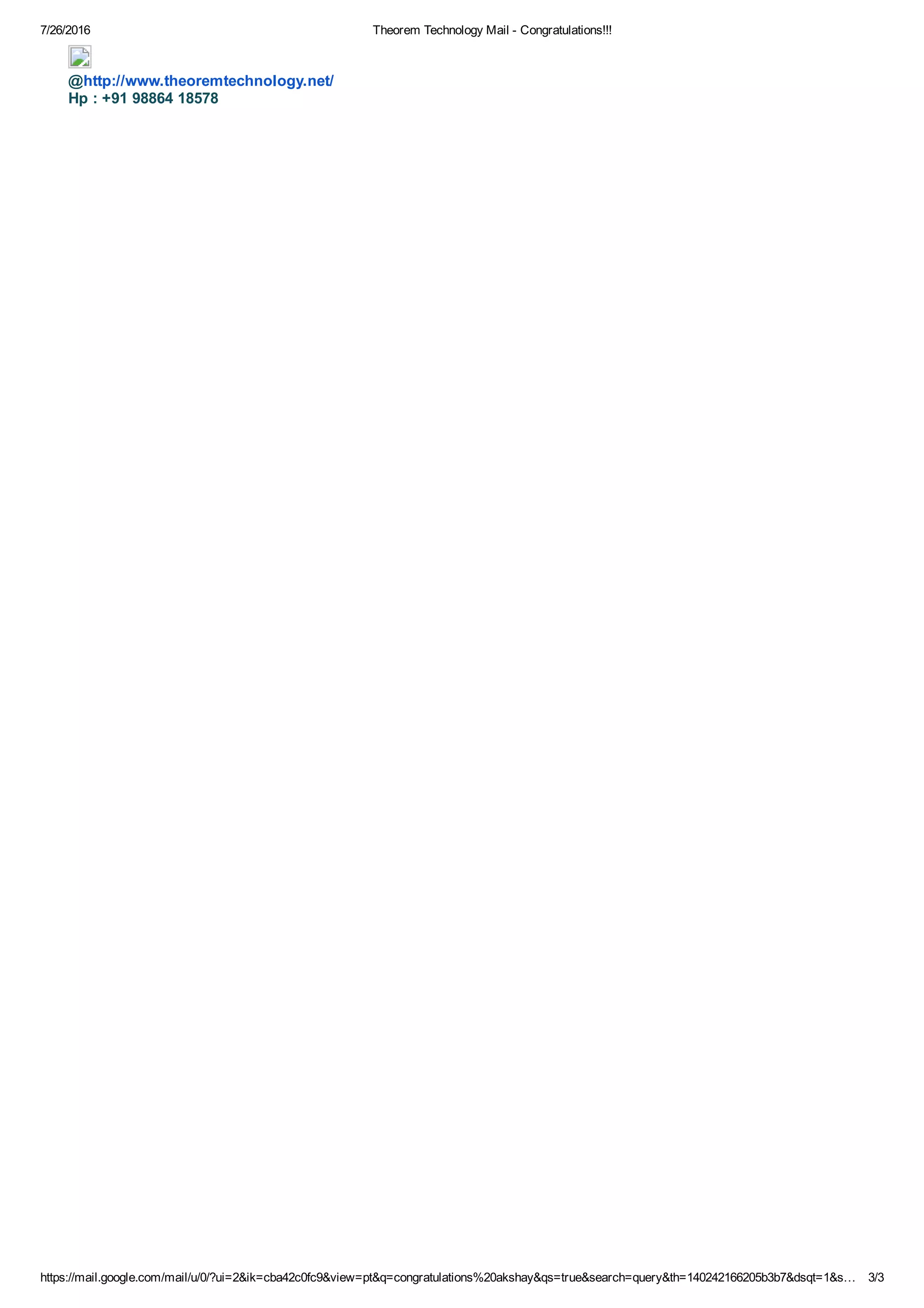 Theorem Technology Mail - Congratulations!!! | PDF | Email | Internet