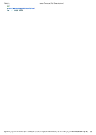 Theorem Technology Mail - Congratulations!!! | PDF | Email | Internet