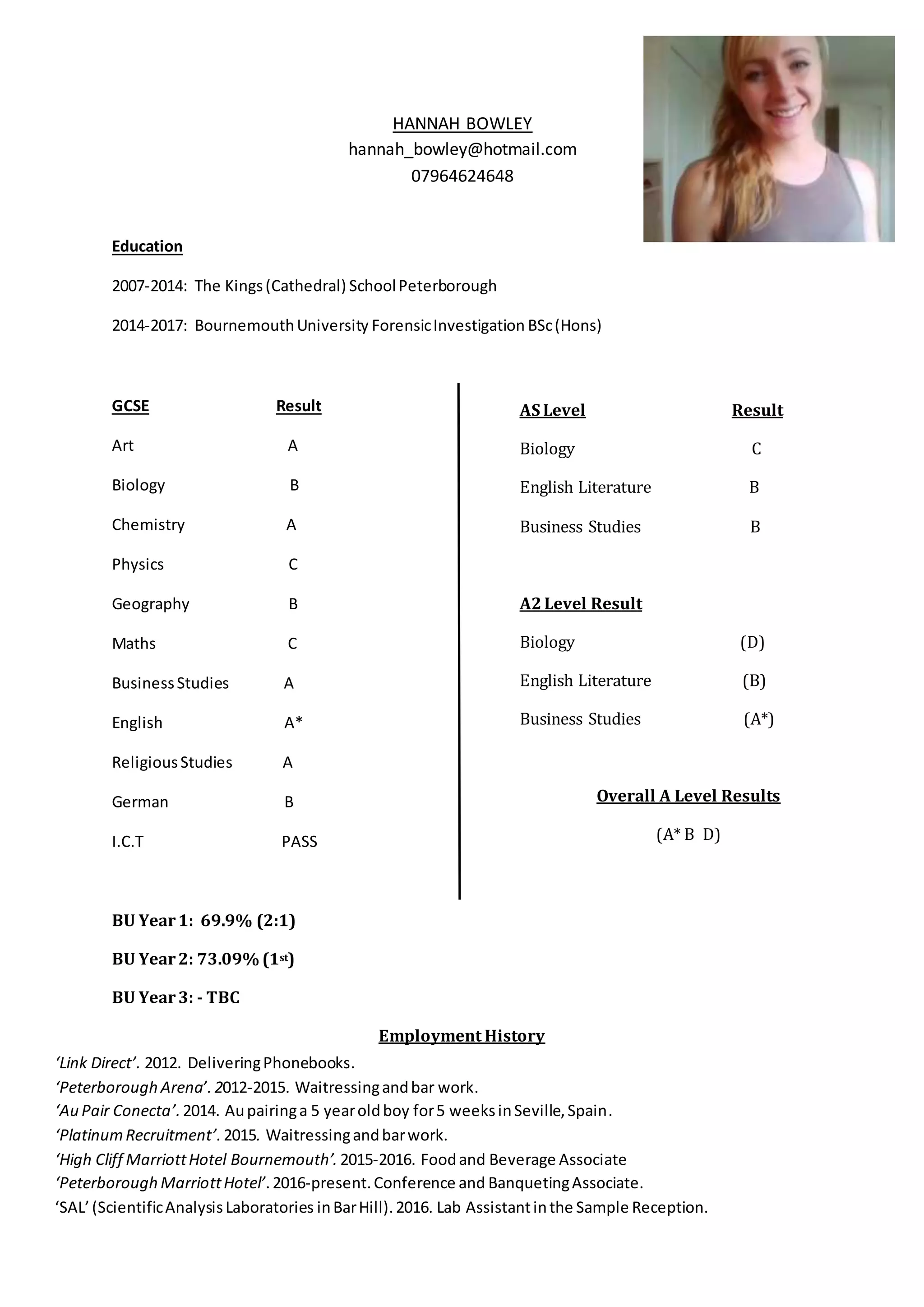 CV Bowley Hannah Forensics | PDF