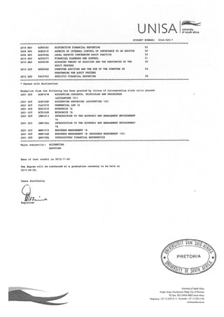 Unisa Confirmation of Completion of Degree | PDF