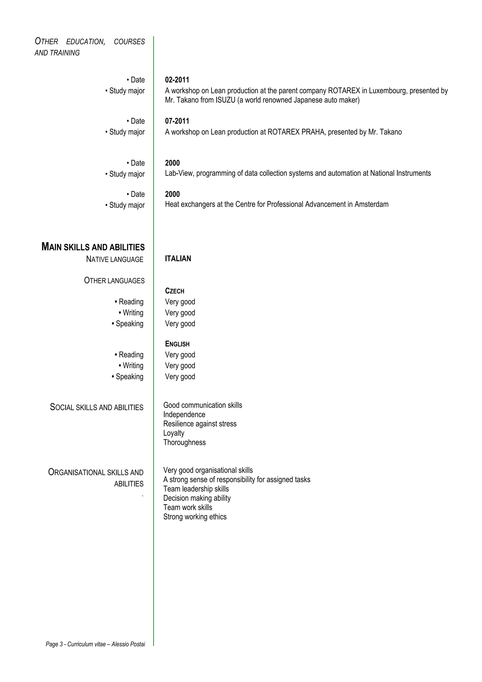 CV_Alessio_Postai_AJ_2016 | PDF | Manufacturing Industry | Industries