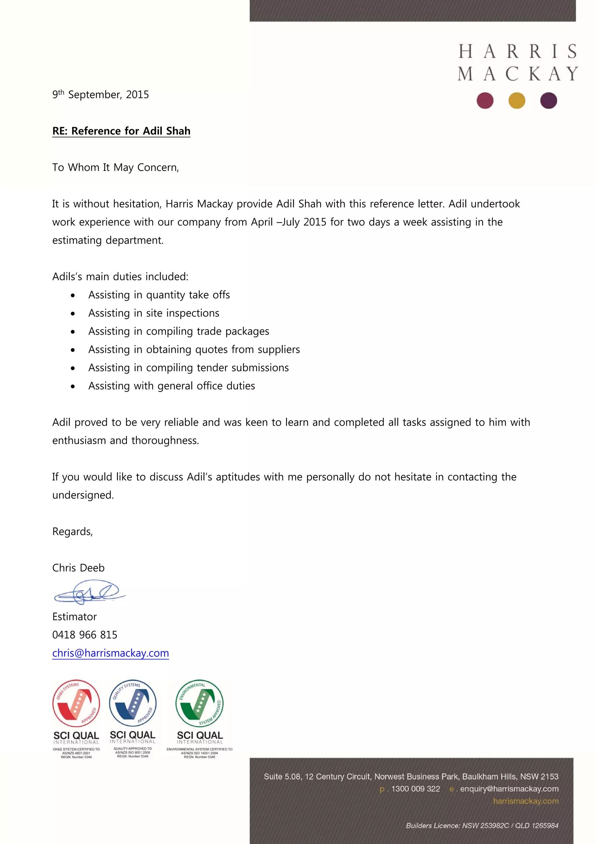 Reference Letter | PDF