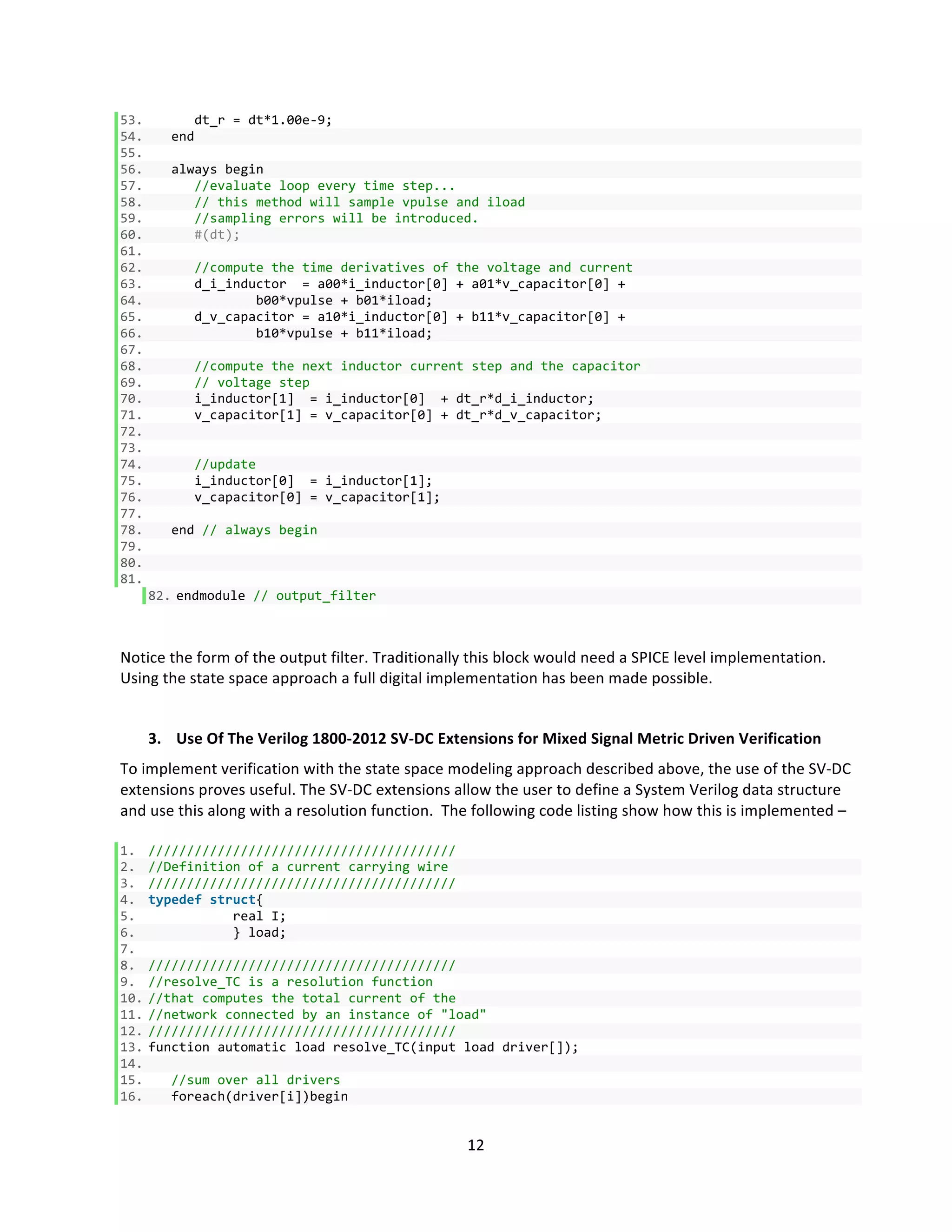 Mixed Signal Verification of a Voltage Regulator using a State Space approach and the SV Final ...