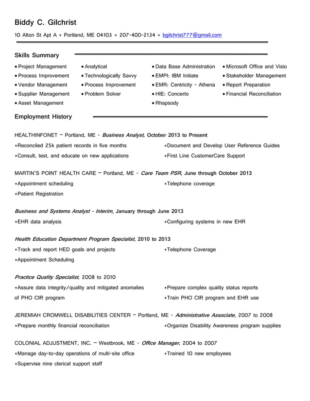 Biddy Gilchrist Resume - 04-23-14 | PDF