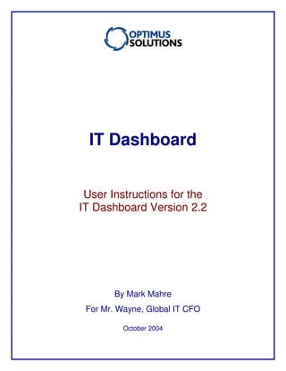 IT Dashboard User Manual V2.2 | PDF