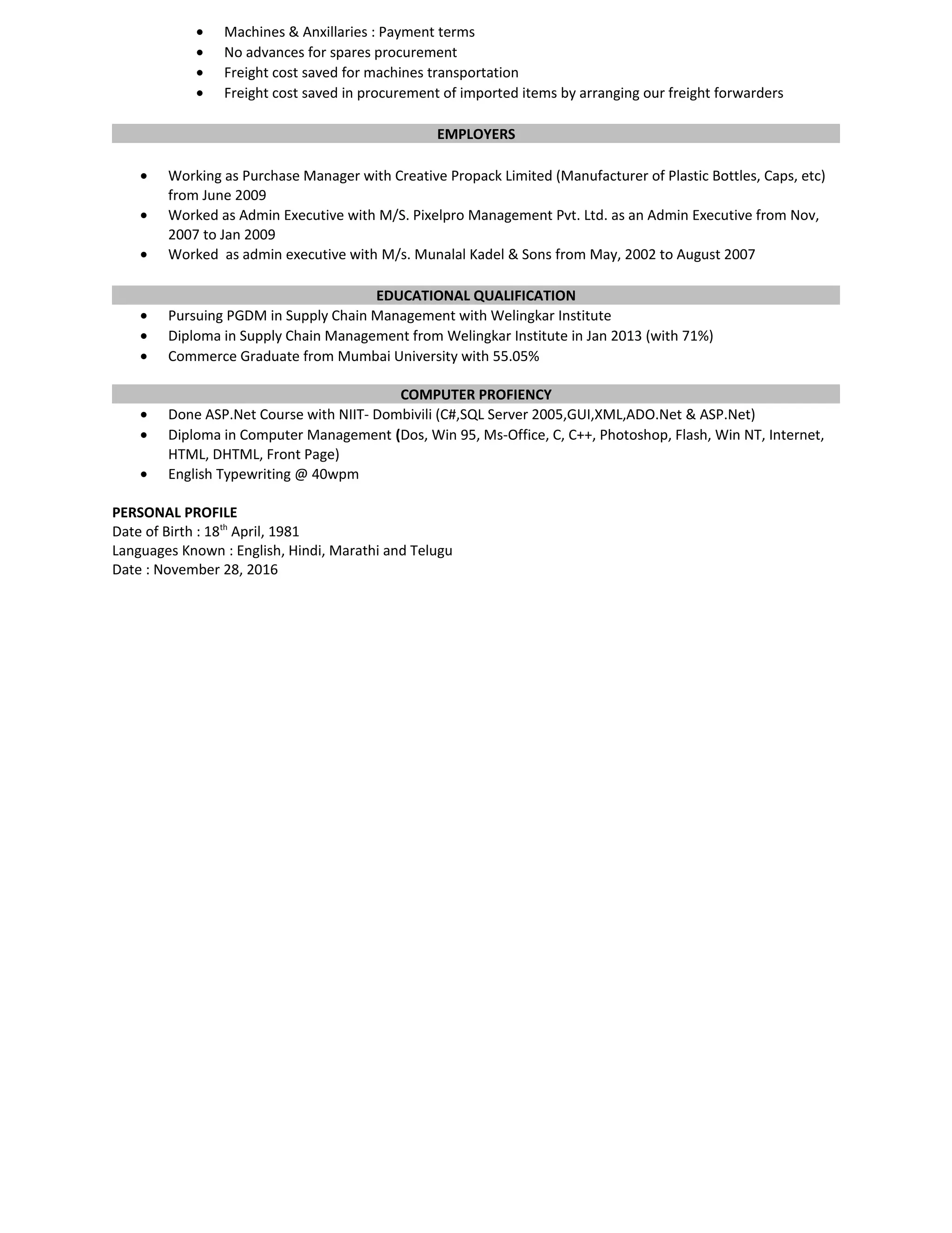 SUPPLY CHAIN-CV | PDF