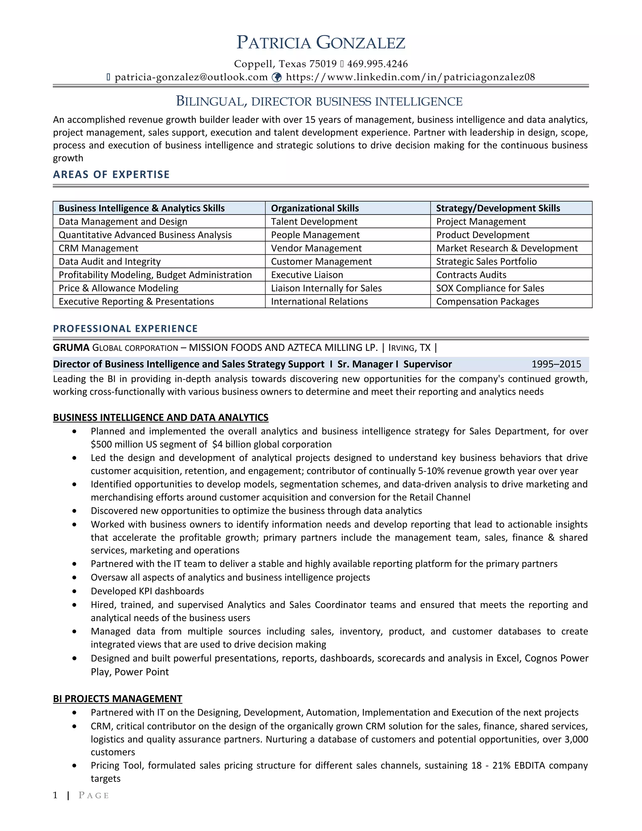 Patricia Gonzalez - Resume - 05-2015 | PDF