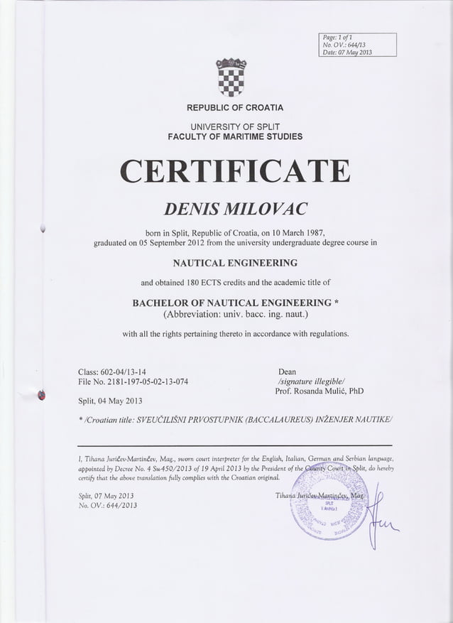 ENG University of Split - Faculty of Maritime Studies - Bachelor ...