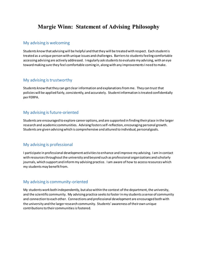Margie Winn.Advising Philosophy | DOCX