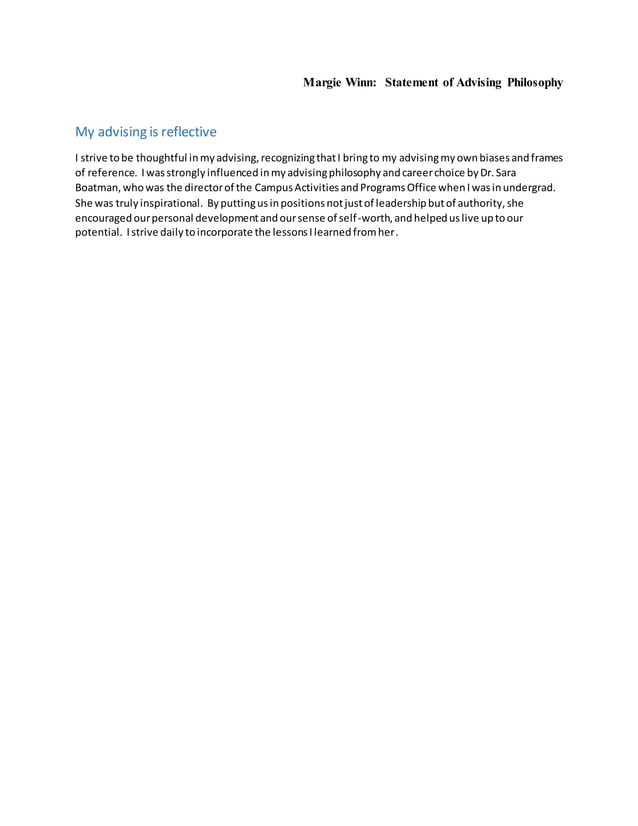 Margie Winn.Advising Philosophy | DOCX