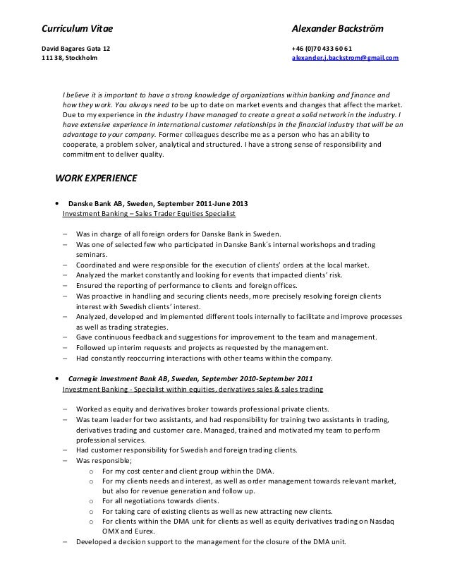 Alexander Backström CV