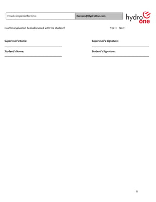 Cameron Hartman Student Appraisal Form plus Comments Hydro One | PDF