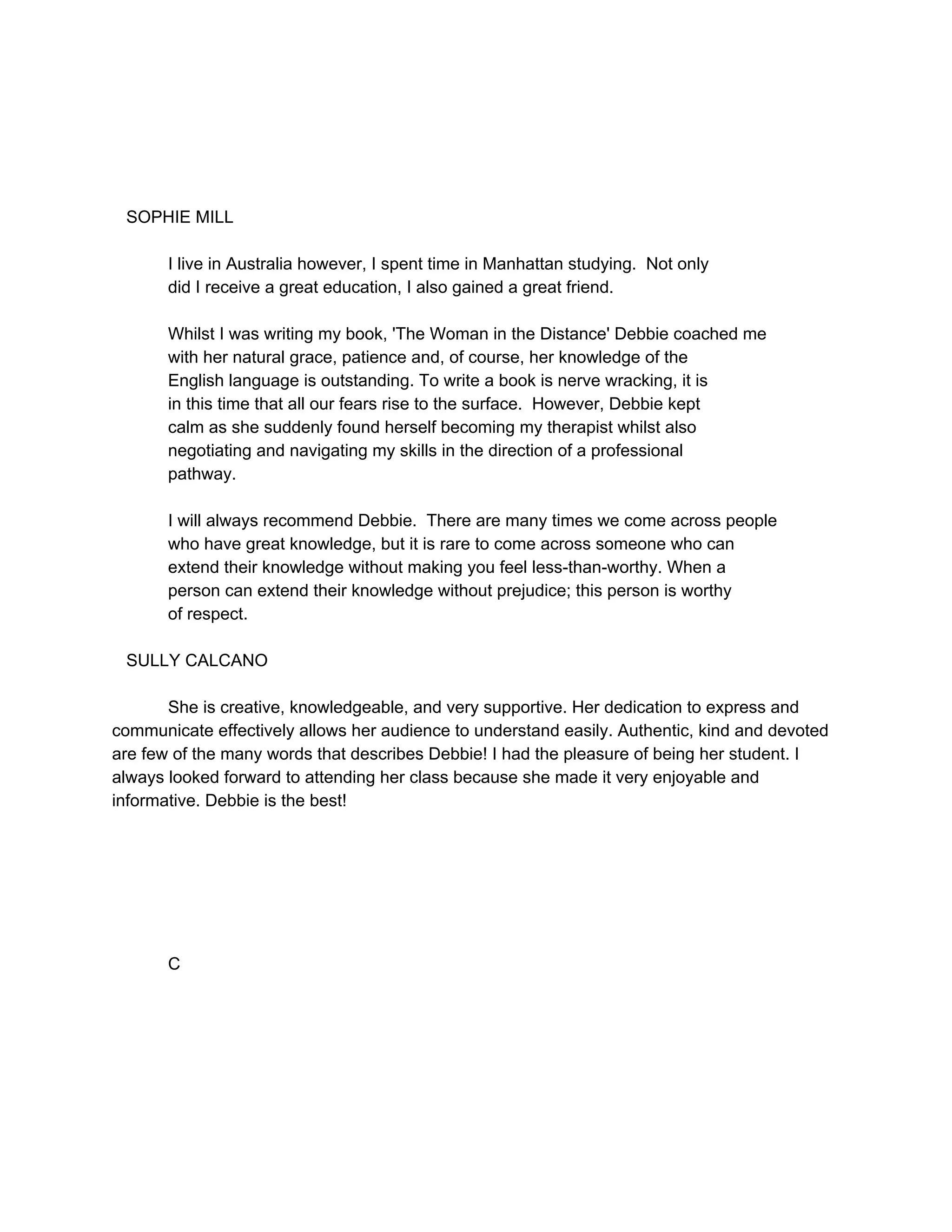 DEBBIEBELLERHORWITZPROFESSIONALRECOMMENDATIONS | PDF