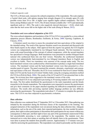 Psychometric evaluation of the Cultural Capacity Scale Arabic version ...