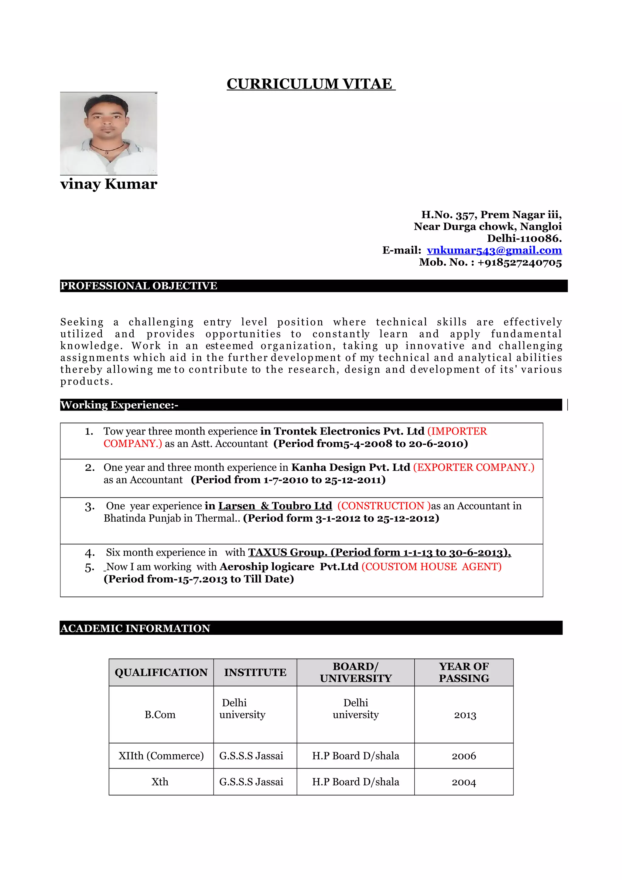 VINAY RESUME 2282015 | DOC