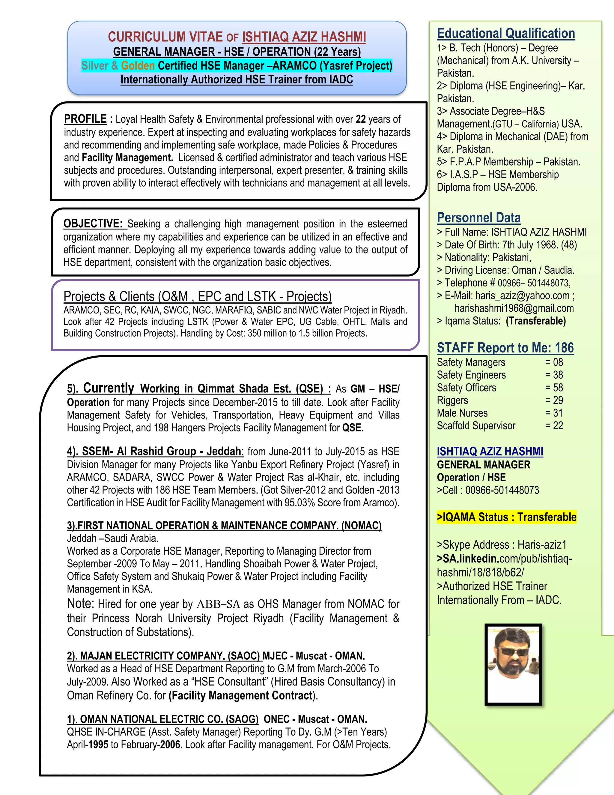 Aramco Approved HSE-M CV | PDF