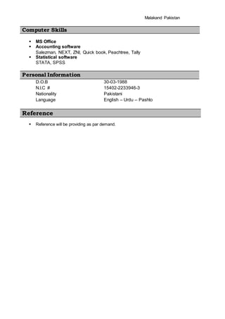 M Salman cv | DOCX | Business Accounting & Finance | Business