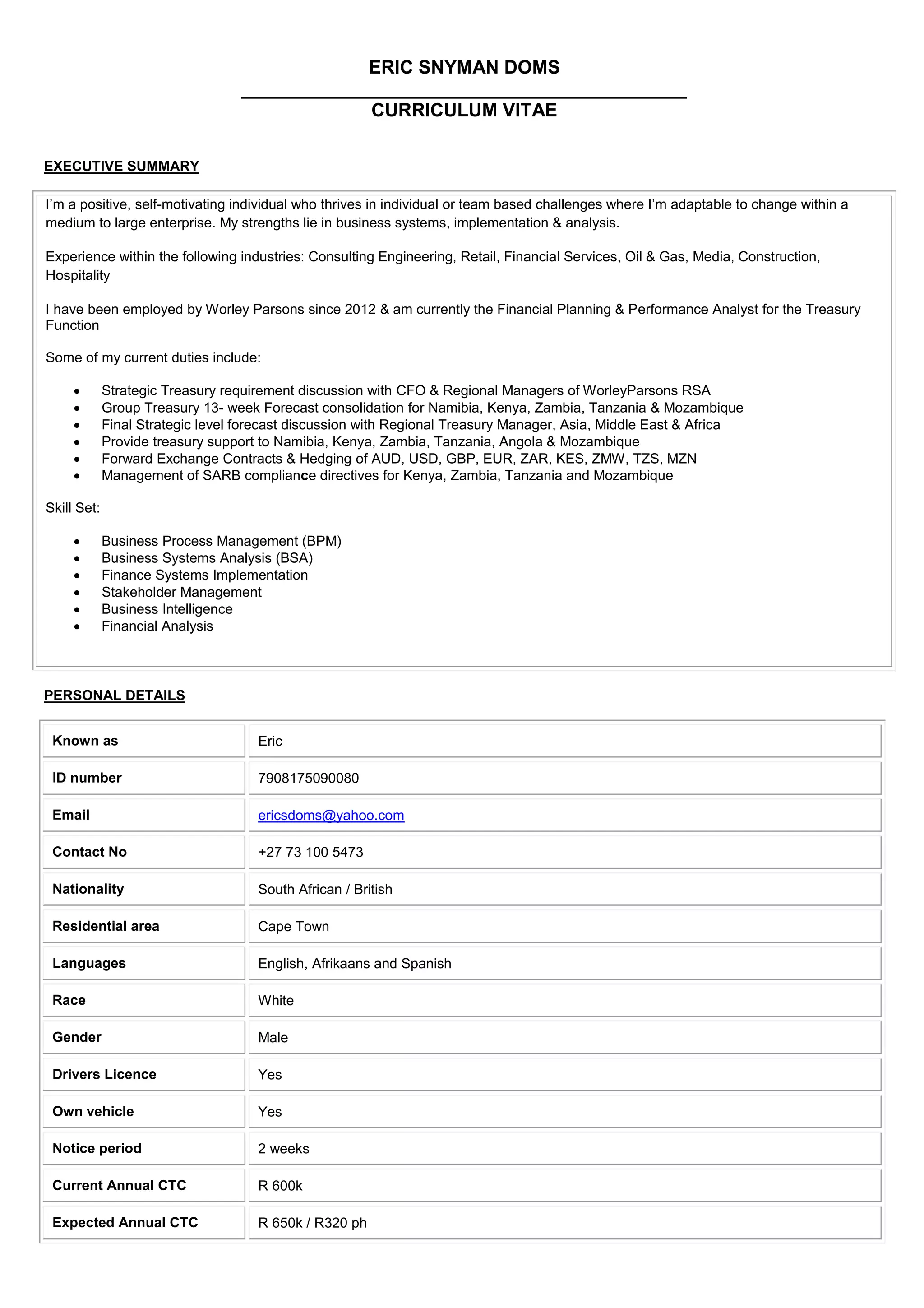 Eric Doms CVVV | PDF