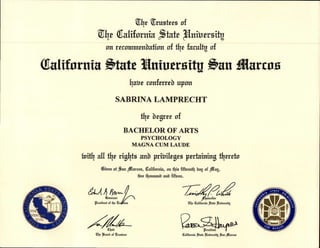 CSUSM Diploma 2015 | PDF | Undergraduate Education | College Education