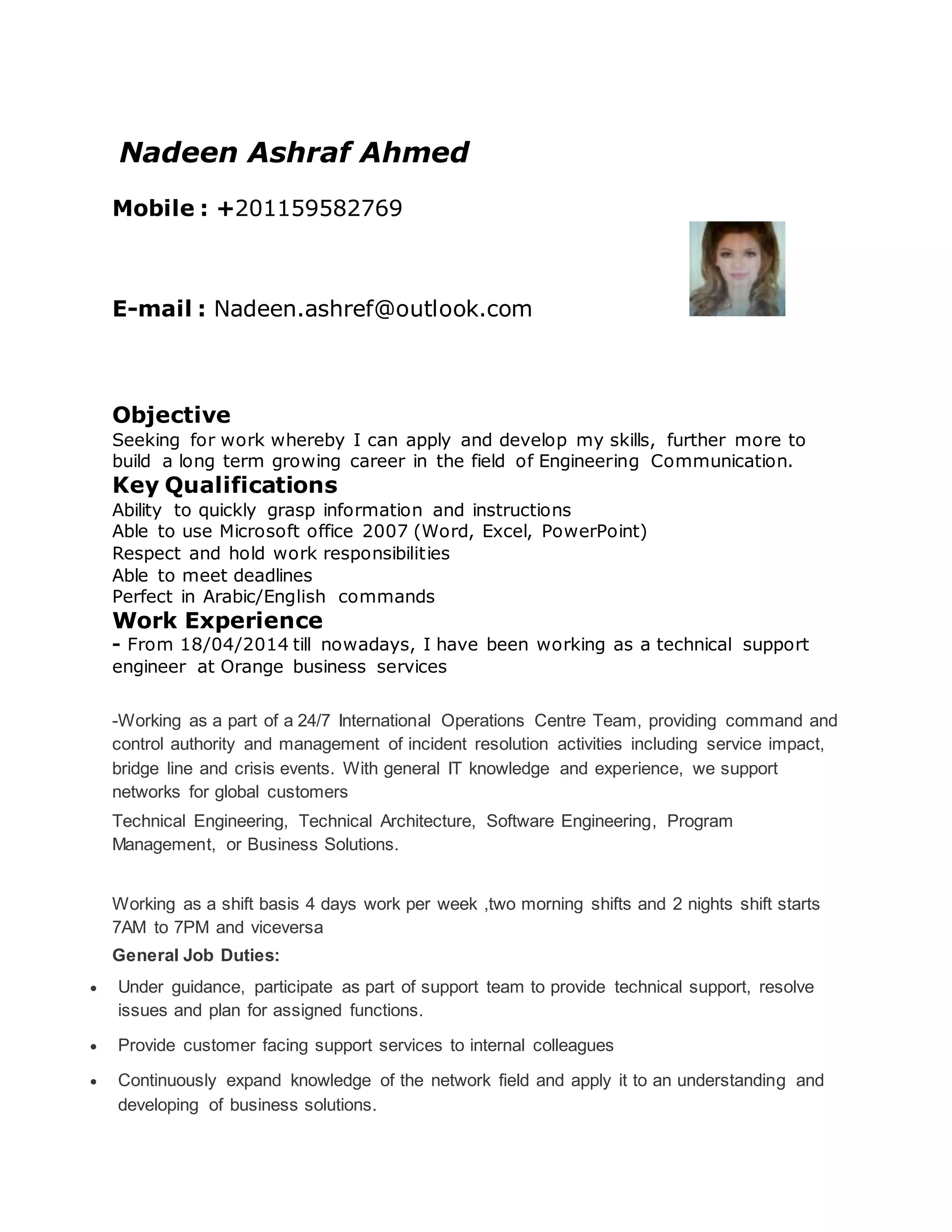 Nadeen Ashraf Ahmed CV | DOCX