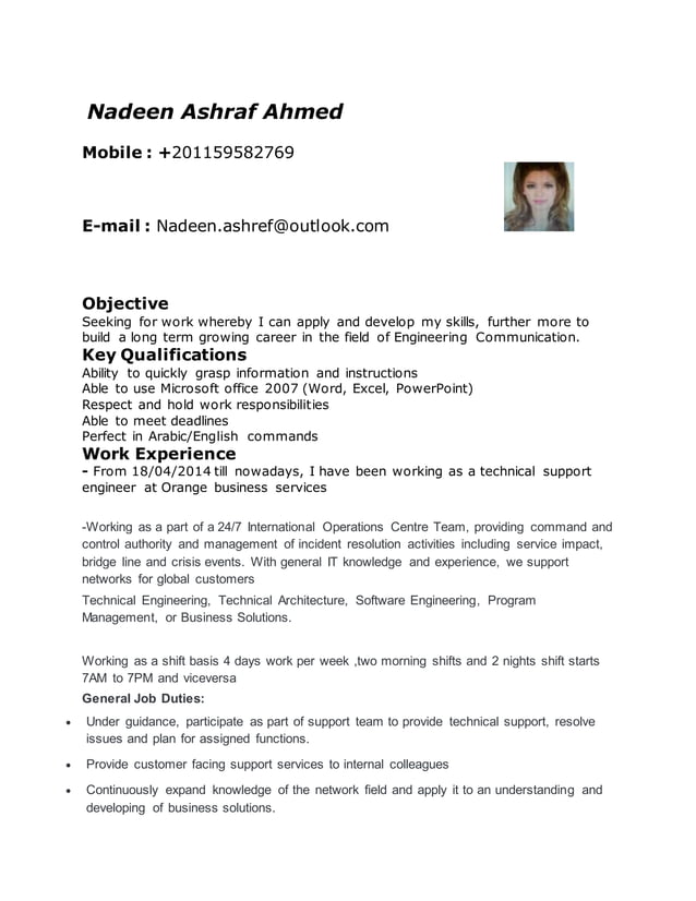 Nadeen Ashraf Ahmed CV | DOCX