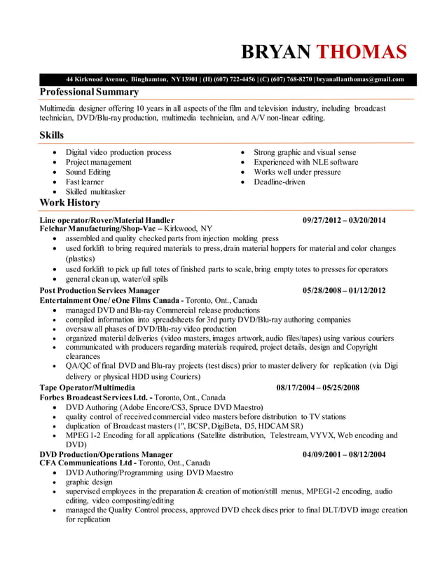BRYAN THOMAS -Resume Nov 2014 | PDF