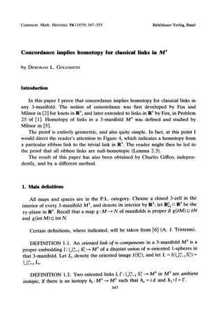 Concordance Implies Homotopy | PDF