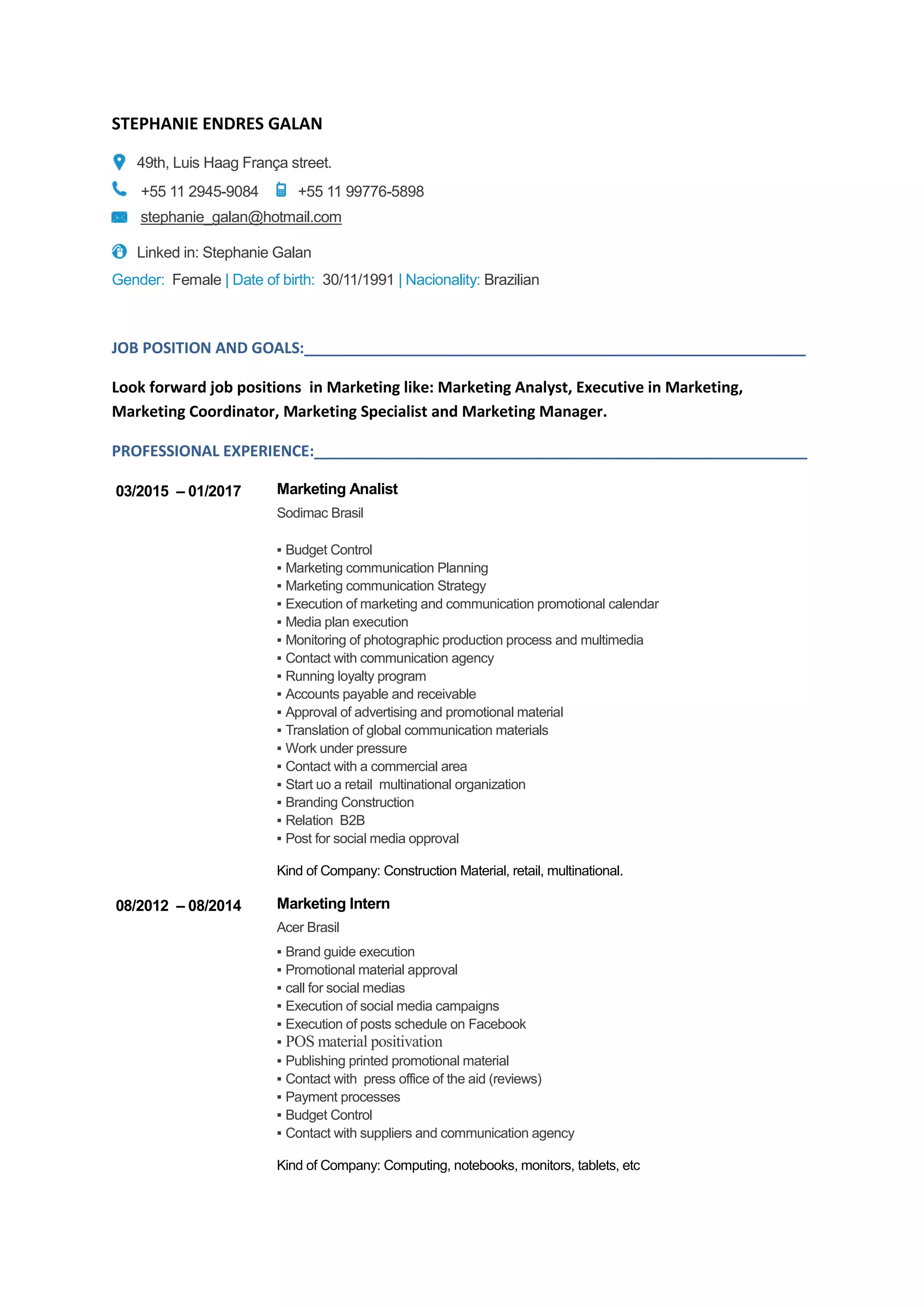 RESUME STEPHANIE - MKT | PDF