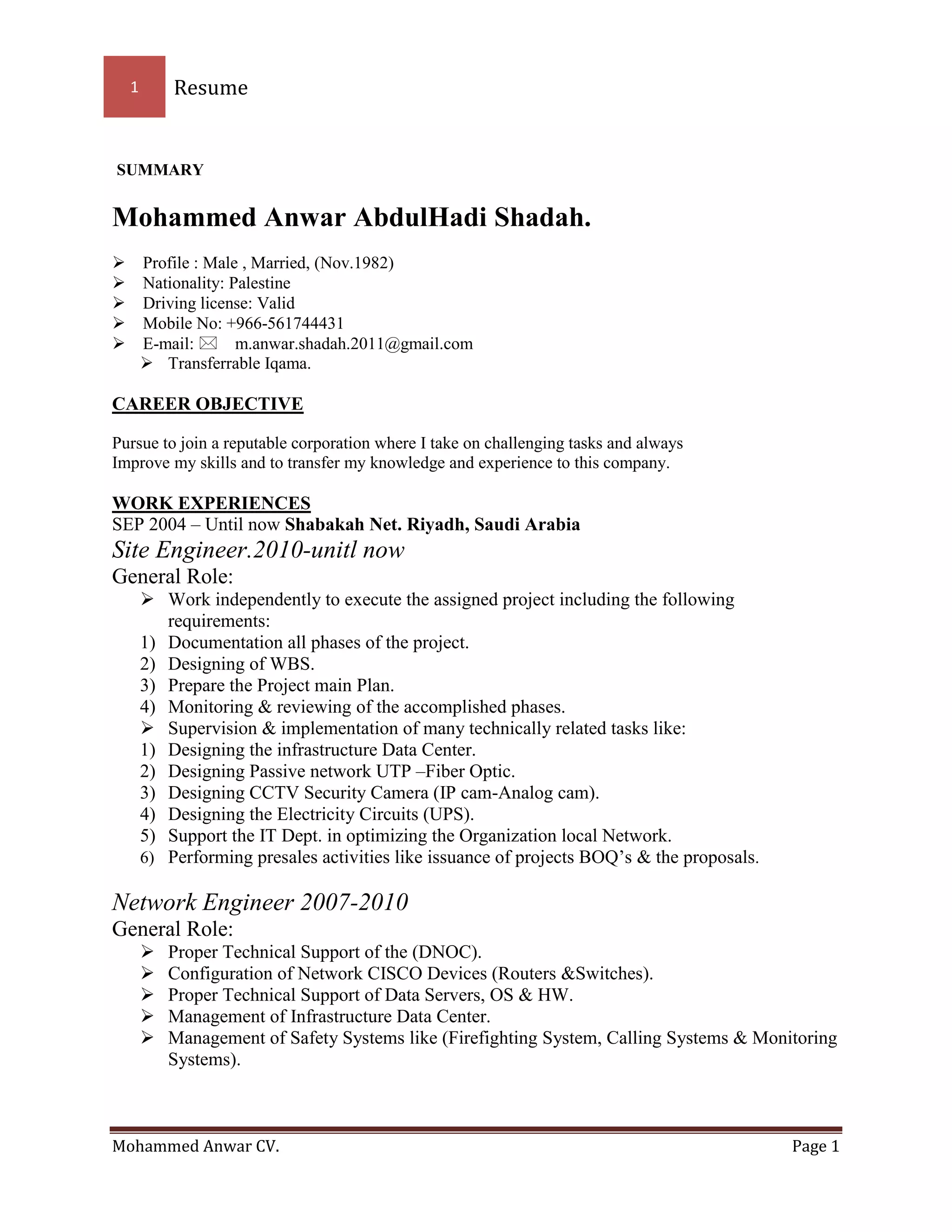 Resume - Mohammed Anwar %281%29 | PDF | IT and Internet Support | Internet