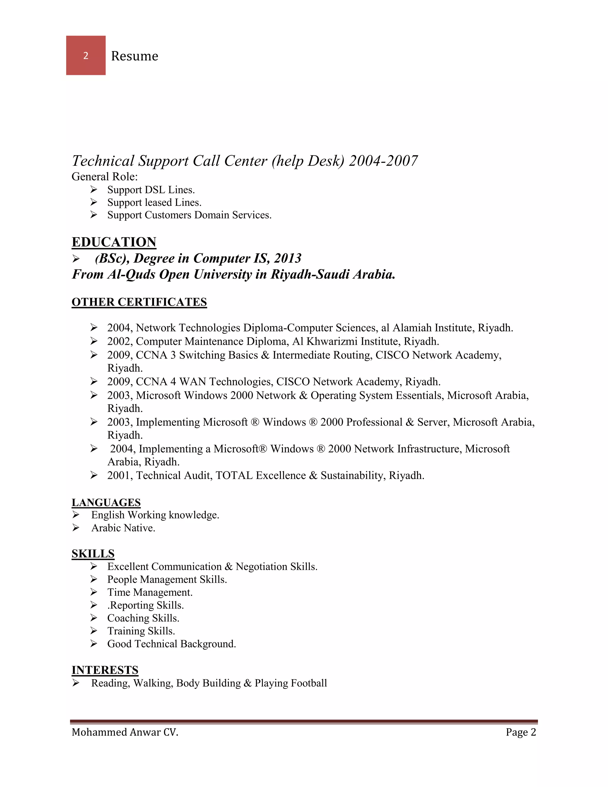 Resume - Mohammed Anwar %281%29 | PDF | IT and Internet Support | Internet