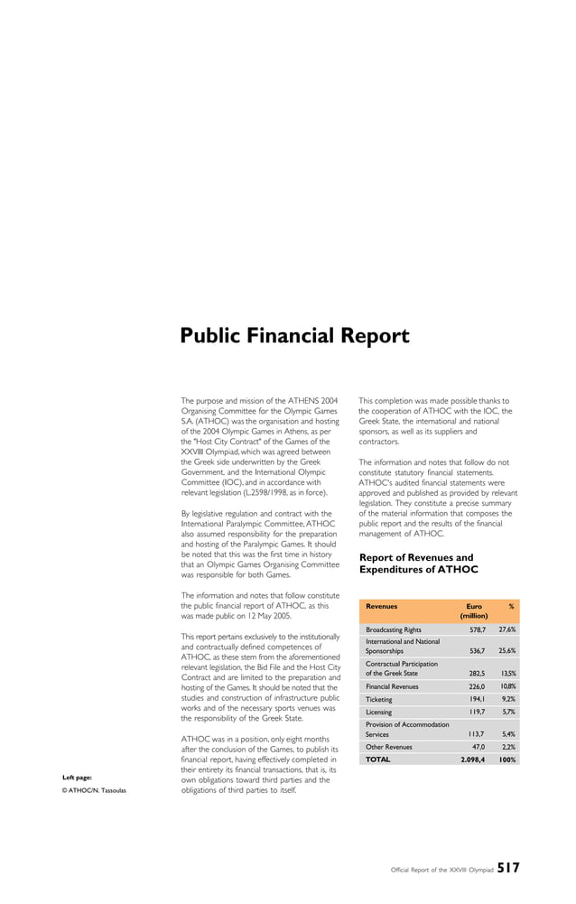 ATHOC Official Olympic Games Report 2004 1- Licensing | PDF