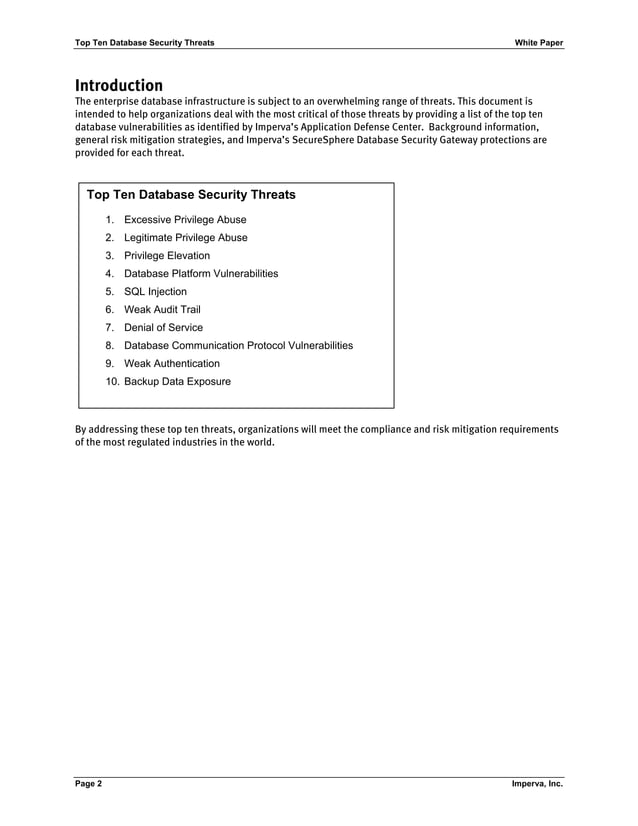 Top ten database_threats | PDF