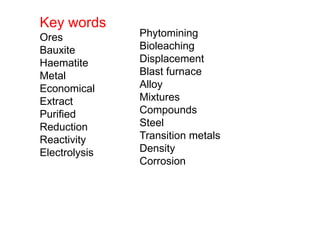 AQA Core Science C1.3 metals and their uses | PPTX