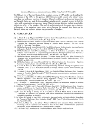 INVESTIGATION OF PUEA IN COGNITIVE RADIO NETWORKS USING ENERGY DETECTION IN DIFFERENT CHANNEL ...