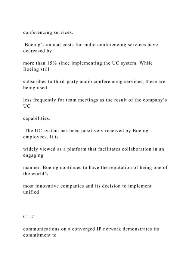 C1-1 CASE STUDY 1 UNIFIED COMMUNICATIONS AT BOEING .docx