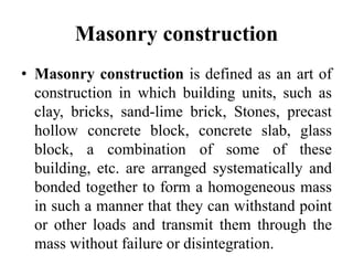 Construction Masonry | PPTX