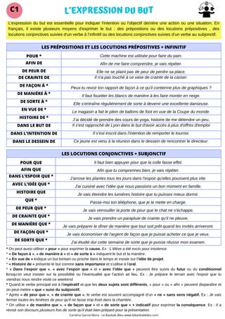 L'expression du but : fiche et exercices niveau C1 FLE | PDF | Diabetes ...