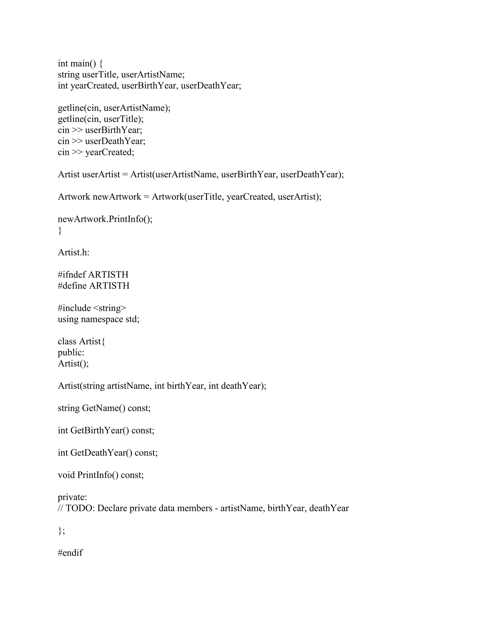 C++ 10-25 LAB- Artwork label (classes-constructors) Given main()- comp.docx