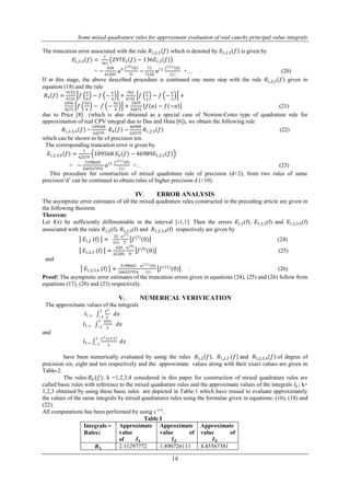 Some Mixed Quadrature Rules for Approximate Evaluation of Real Cauchy Principal Value Integrals ...