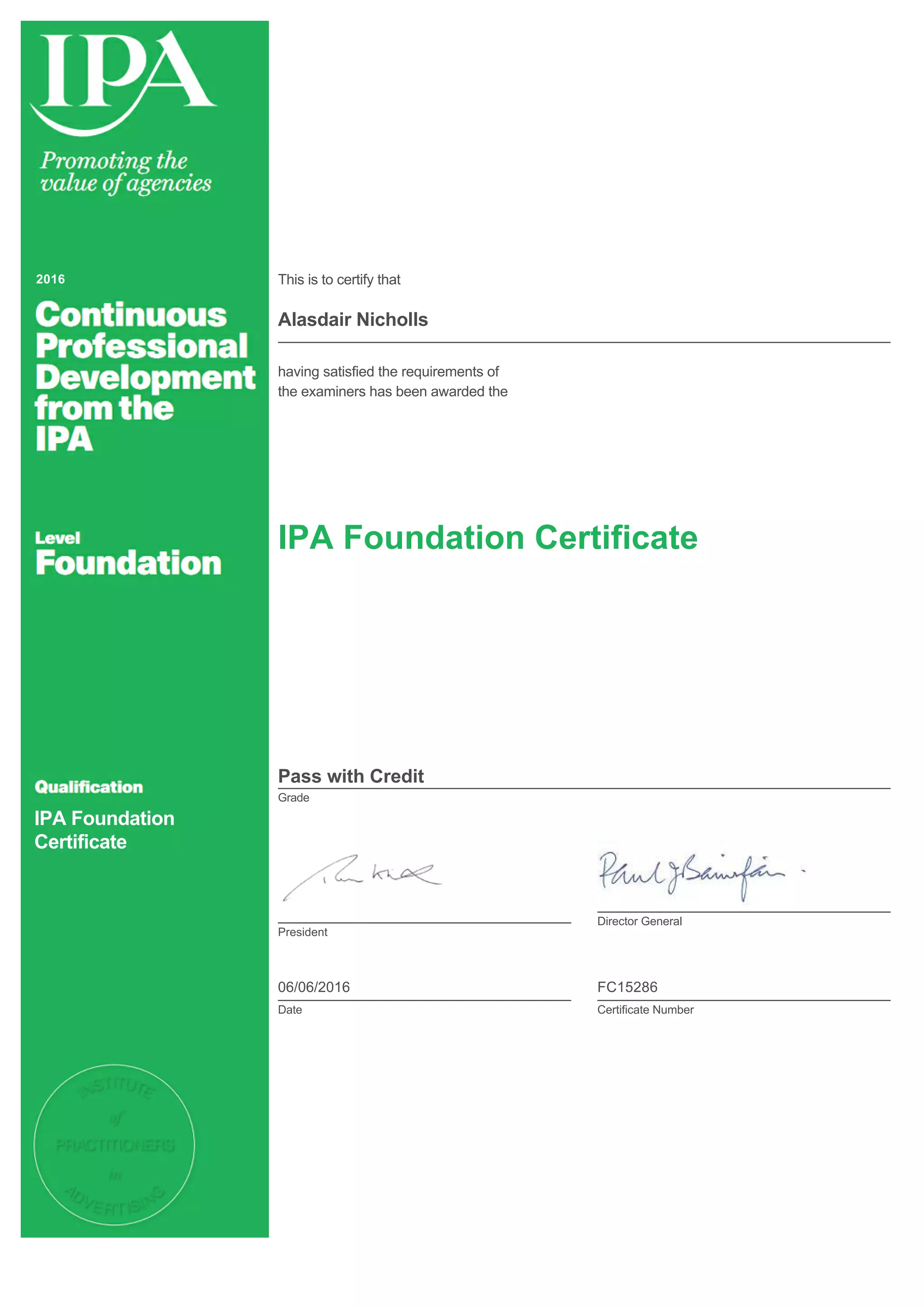 IPA Foundation Certificate | PDF