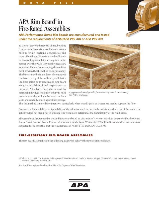 APA Rim in Fire Rated Assemblies D350 | PDF