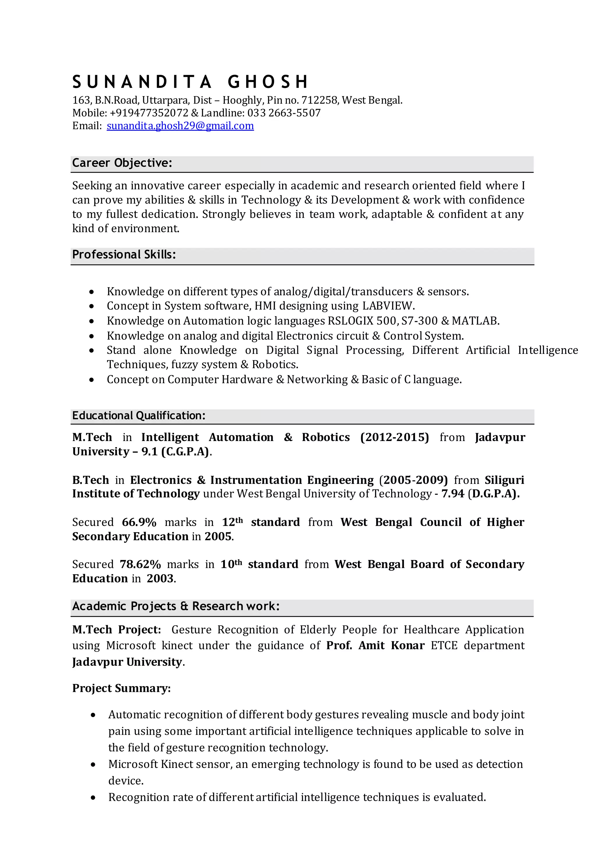 SUNANDITA RESUME - 1 | PDF