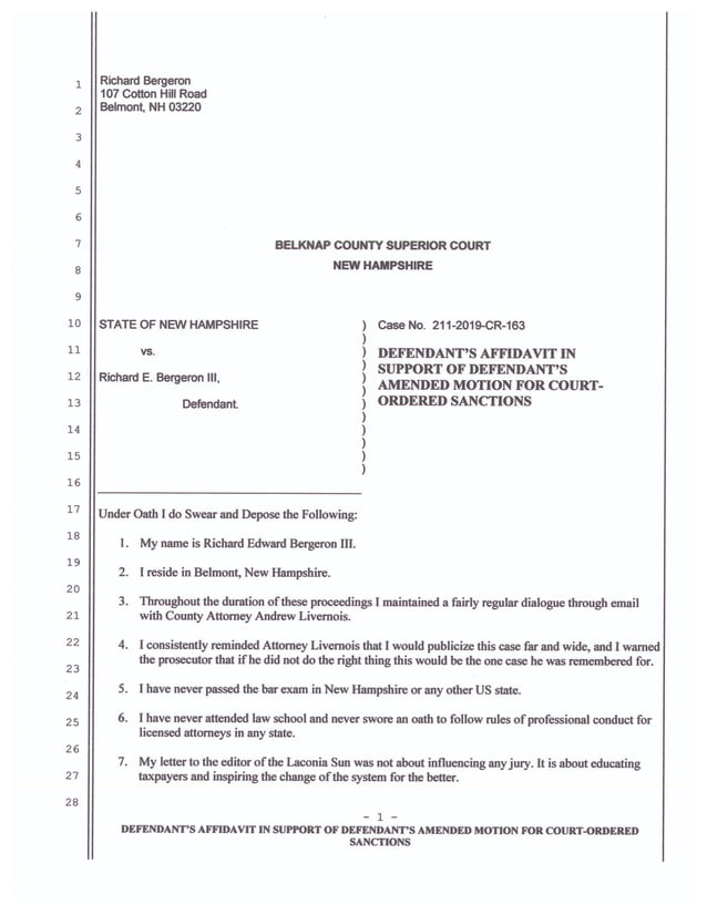 Affidavit in Support of Motion For Sanctions Against Andrew Livernois ...