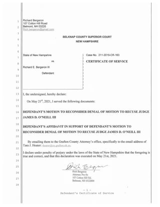 Motion to Reconsider Judge James D. O'Neill III Denial of Recusal | PDF