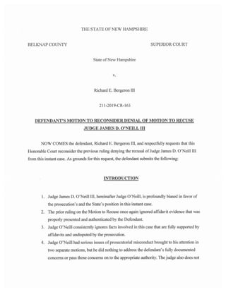 Motion to Reconsider Judge James D. O'Neill III Denial of Recusal | PDF