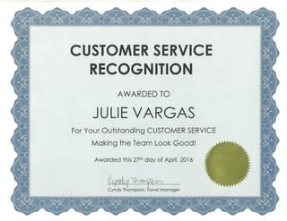 Customer Service Recognition | PDF