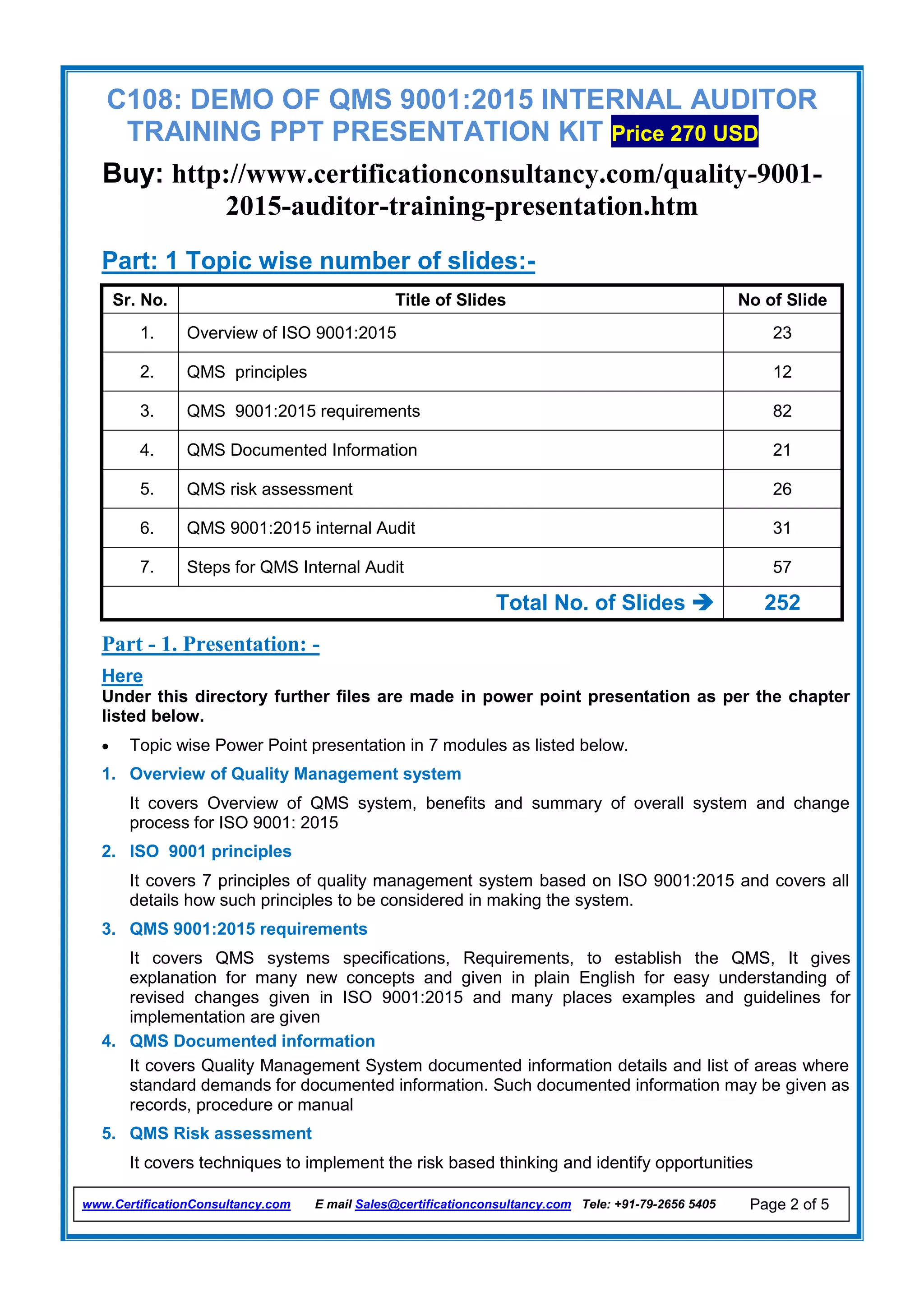 Training Presentation on QMS 9001:2015 | PDF | Business Accounting ...