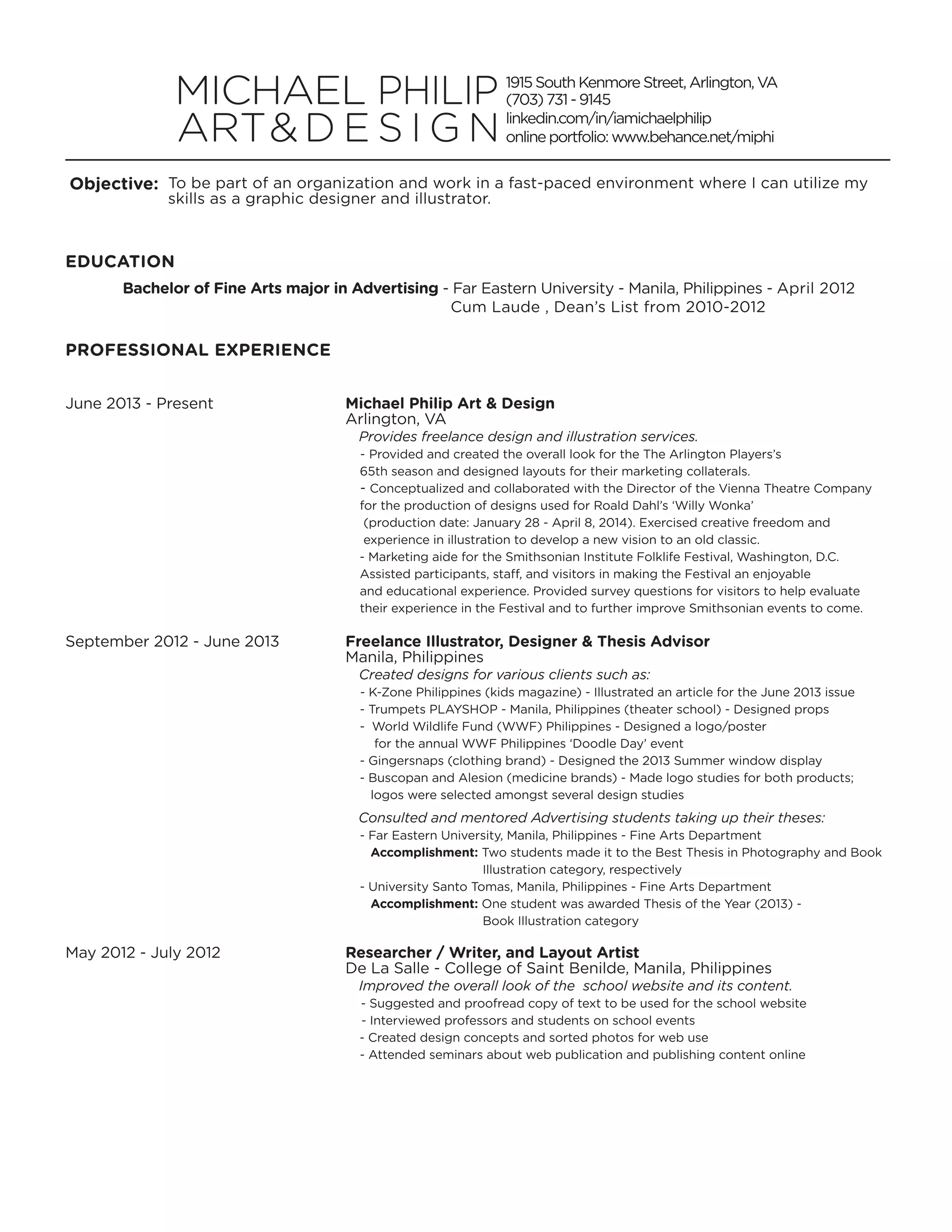Michael Philip - Graphic Designer resumé | PDF